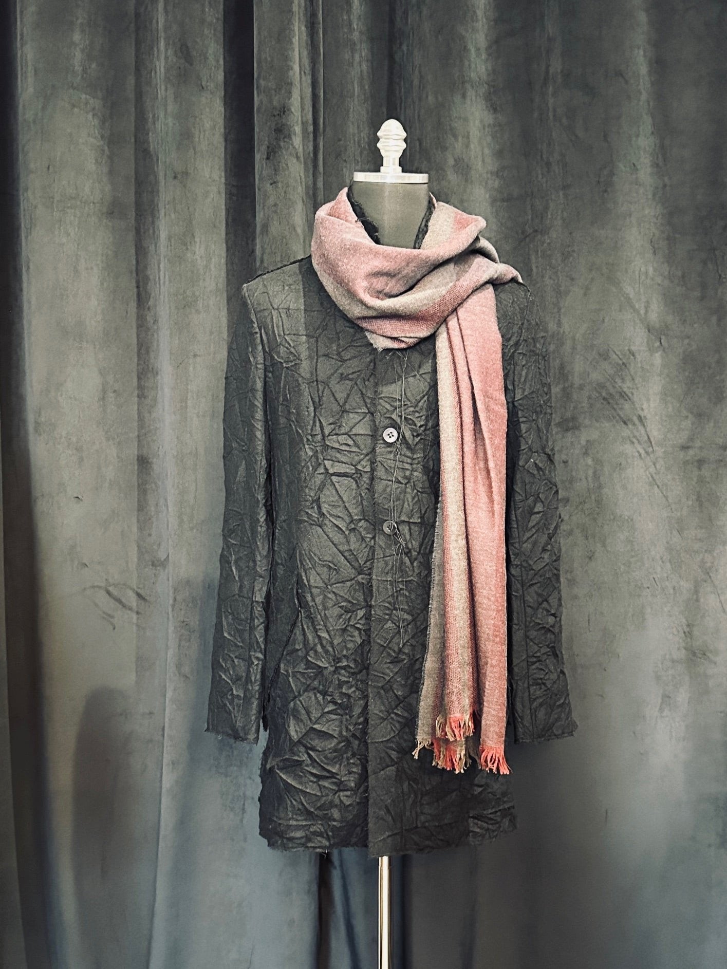 Burgundy Grey Janus Wool Cotton Scarf – The Archive